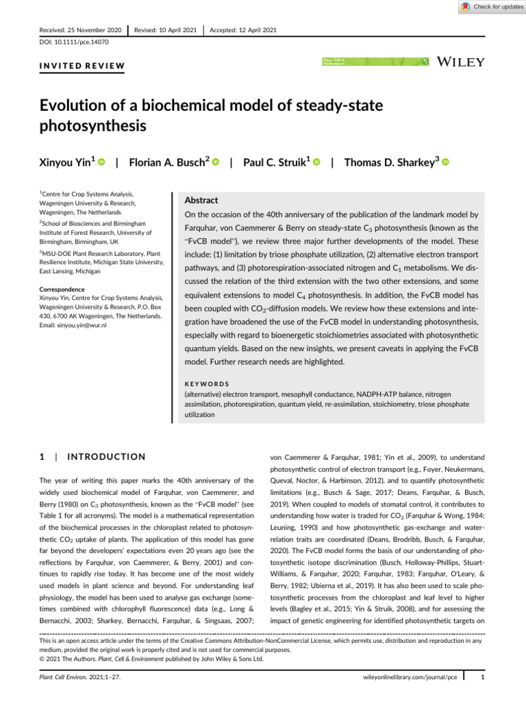 Evolution of A Biochemical Model of Steadystate P-Wageningen University ...