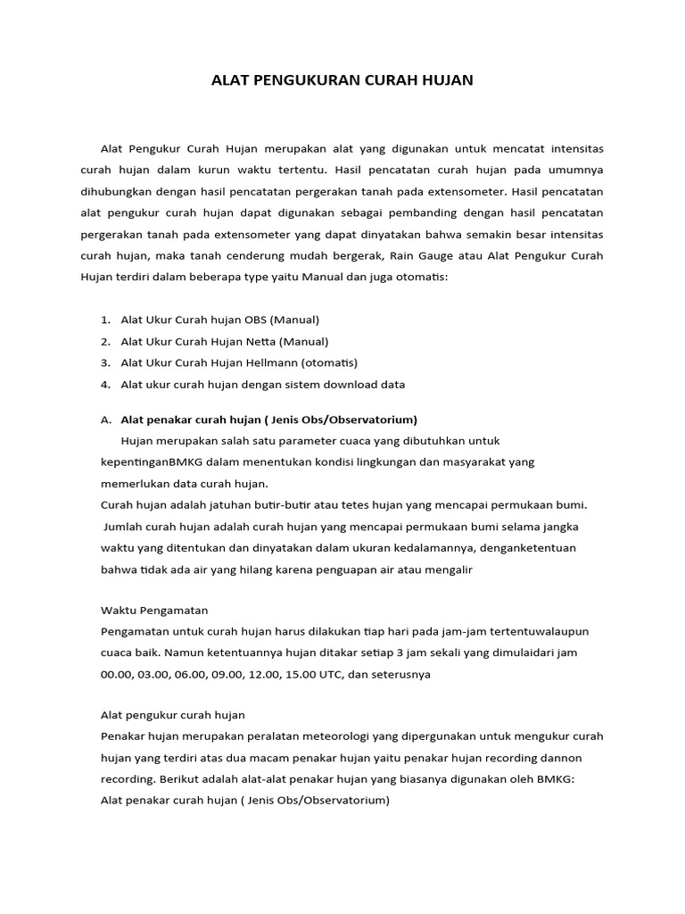 Alat Pengukuran Curah Hujan | PDF