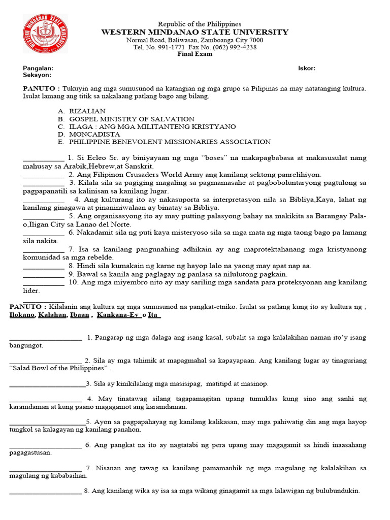 FILIPINO 101 FINAL | PDF