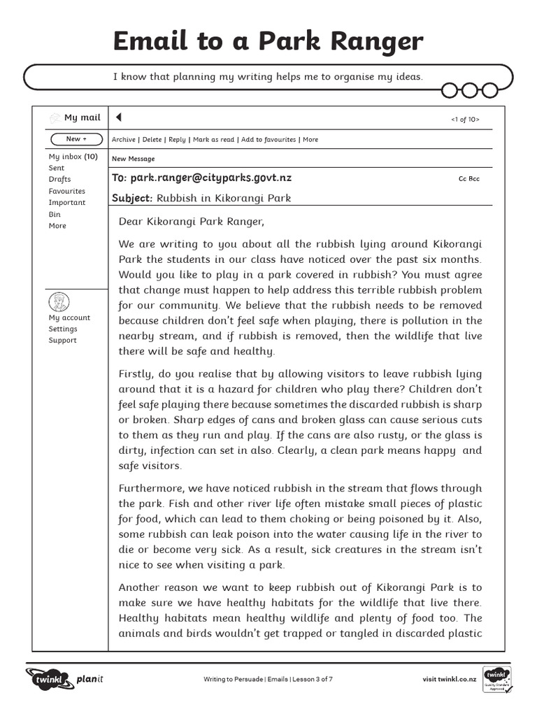 Exemplar Email To A Park Ranger | PDF | Wildlife