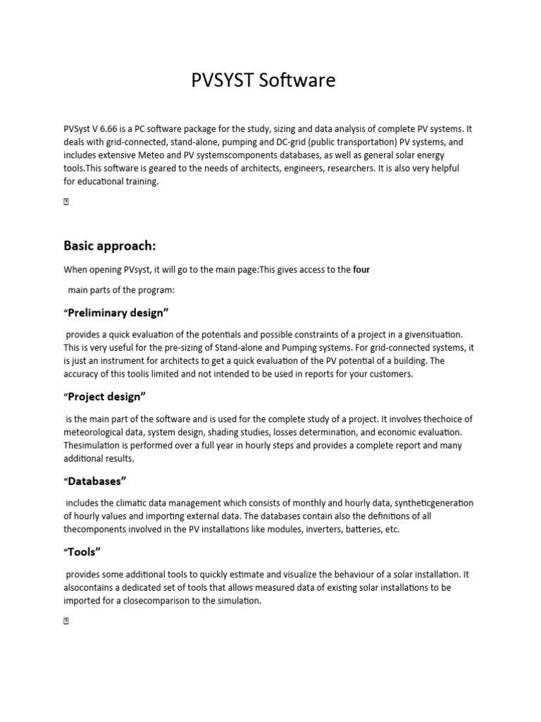 PVSYST Software | PDF | Photovoltaics | Photovoltaic System
