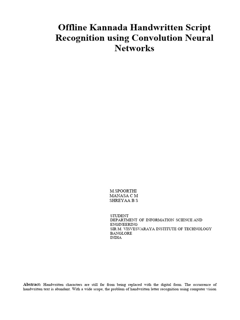 Kannada Jounal Paper Pdf Optical Character Recognition Artificial Neural Network