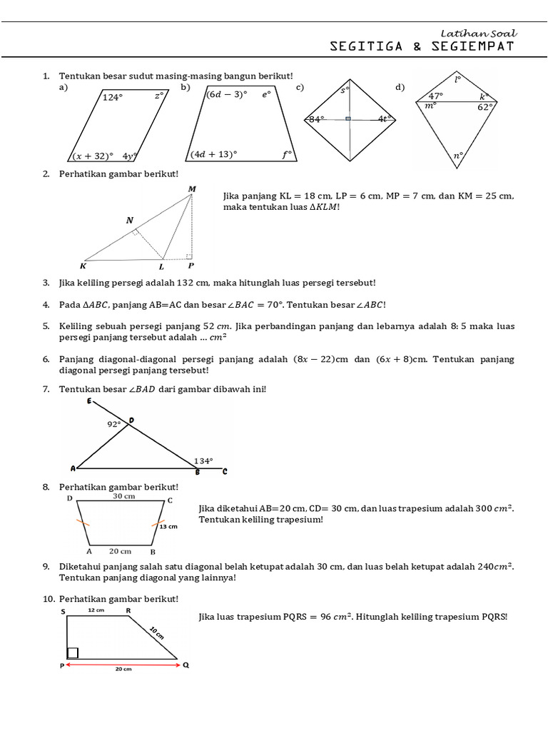 Latihan Soal Geometri Segitiga dan Persegi | PDF