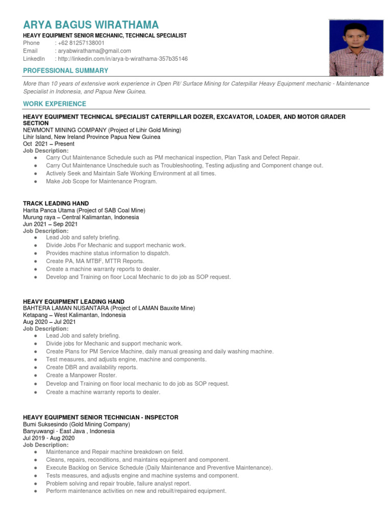 New Arya CV | PDF | Loader (Equipment) | Construction Equipment