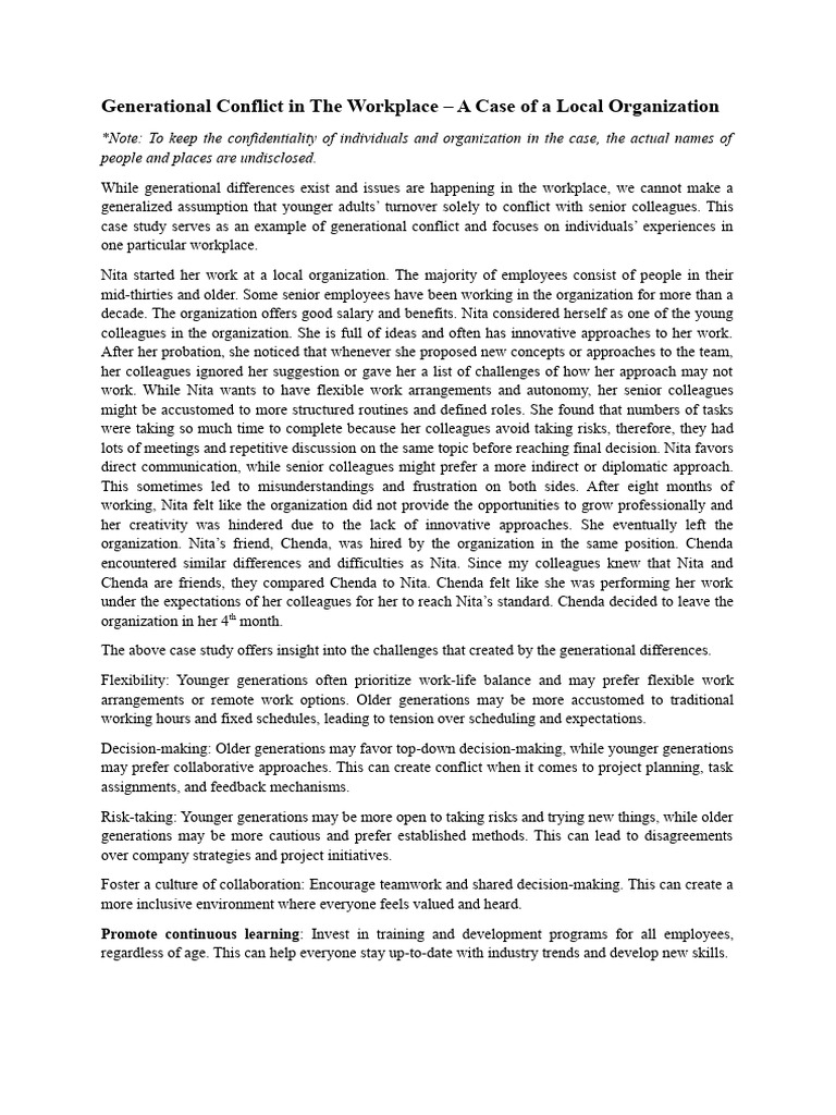 Generational Conflict in The Workplace Case | PDF | Mentorship | Cognition