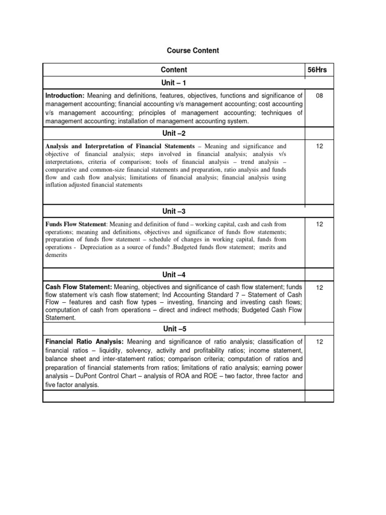 Management Accounting Syllabus | PDF