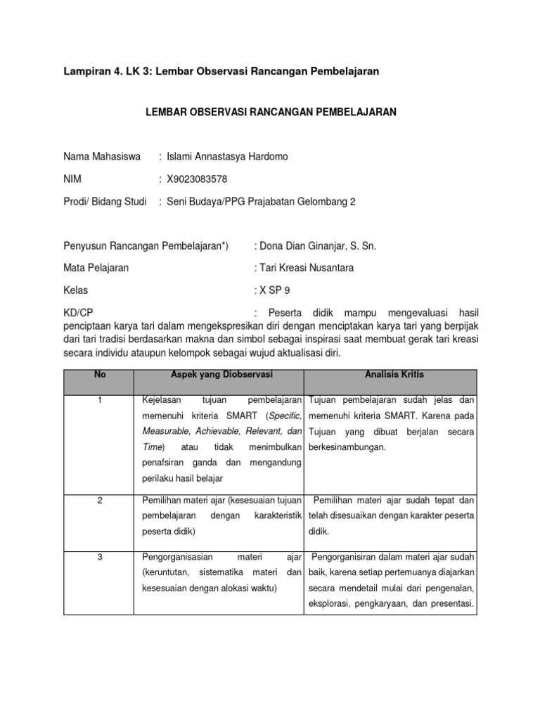 01.05.6-B4-4 Unggah LK 3 - Lembar Observasi Rancangan Dan Perangkat Pembelajaran - Siklus 1 ...