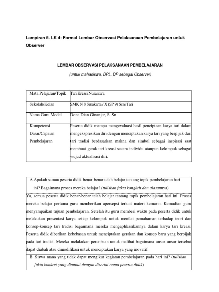 01.05.6-B4-5 Unggah LK 4 - Lembar Observasi Pembelajaran - Siklus 1 - Islami Annastasya Hardomo ...