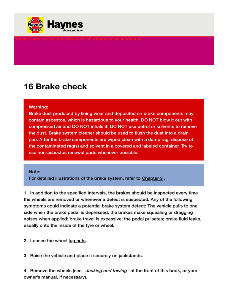 16 Brake Check (Front and Rear) | PDF | Brake | Vehicle Technology