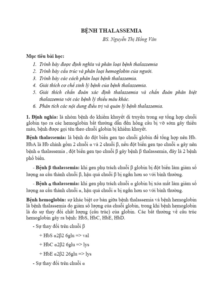 BỆNH THALASSEMIA | PDF