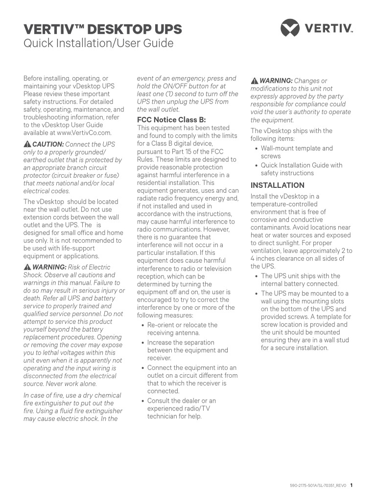 Vertiv Ups-Quick-Install-Guide | PDF | Ac Power Plugs And Sockets ...