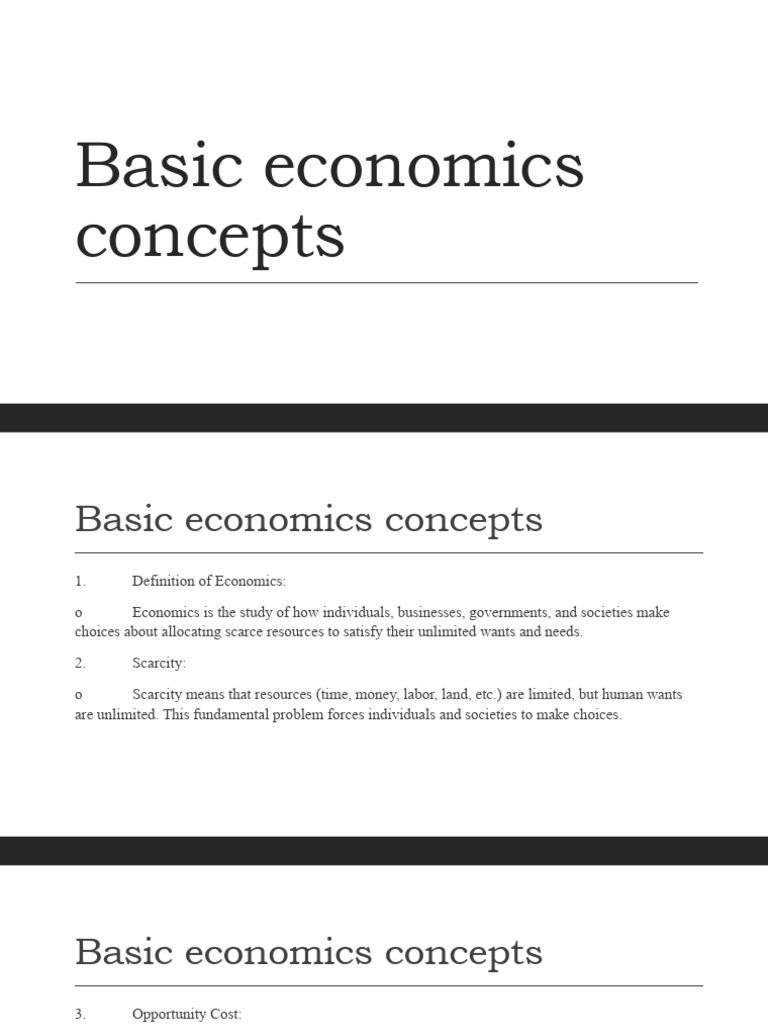 Basic Economics Concepts | PDF | Economics | Demand