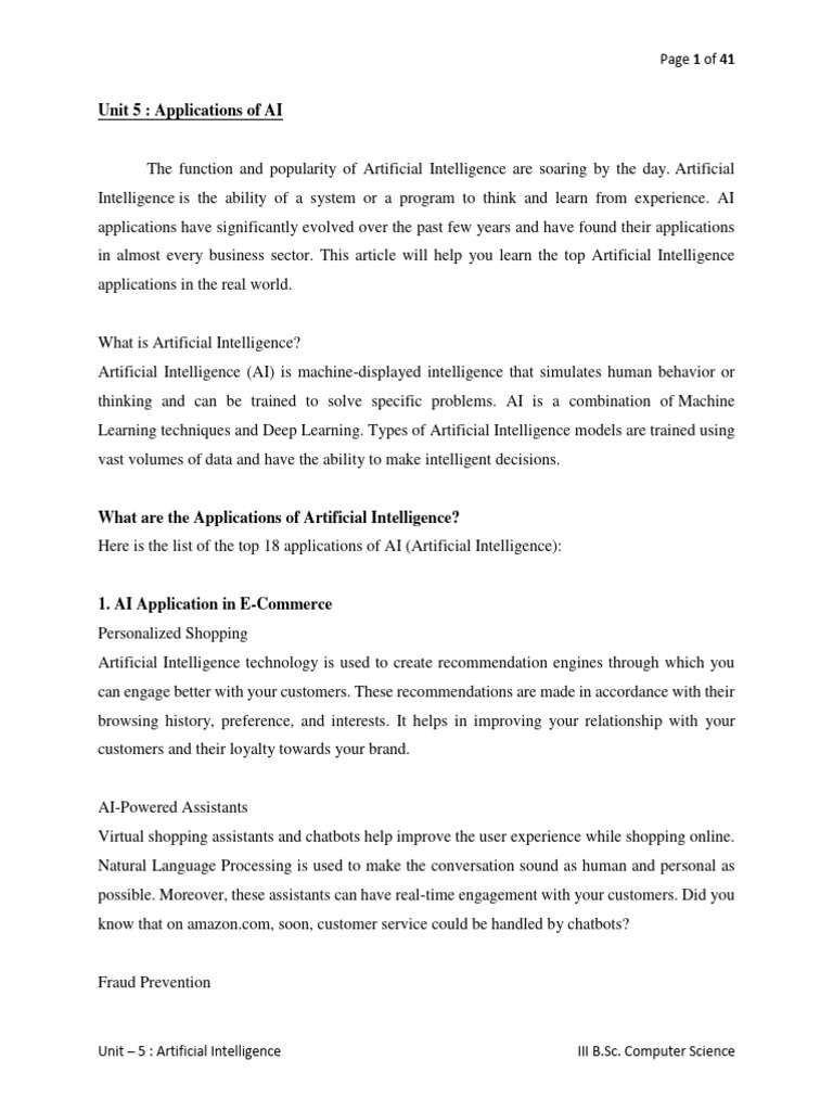 Unit V - AI | PDF | Artificial Intelligence | Intelligence (AI) & Semantics