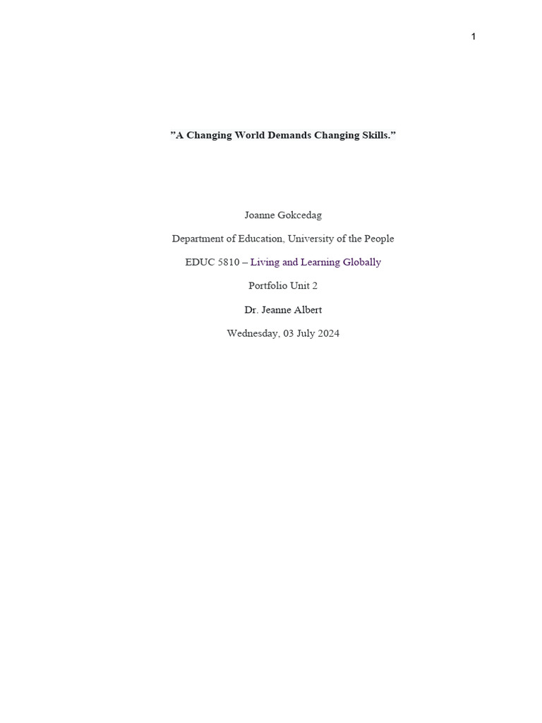 EDUC 5810 Portfolio Unit 2 | PDF | Learning | Cognition