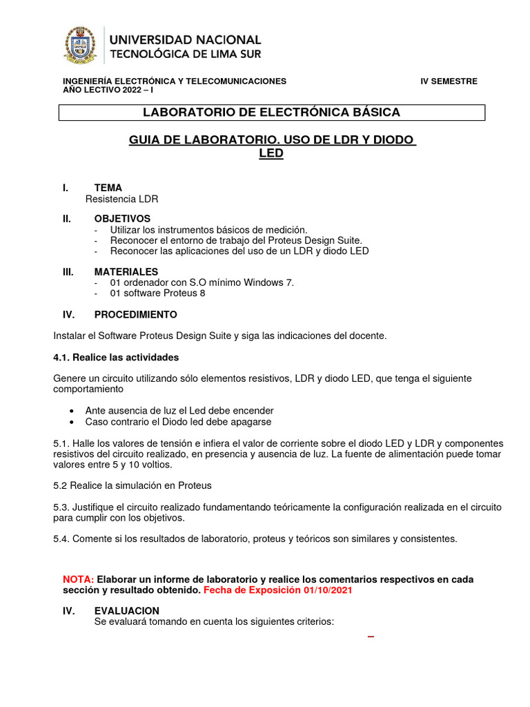 Lab LDR | PDF | Electrónica | Red eléctrica
