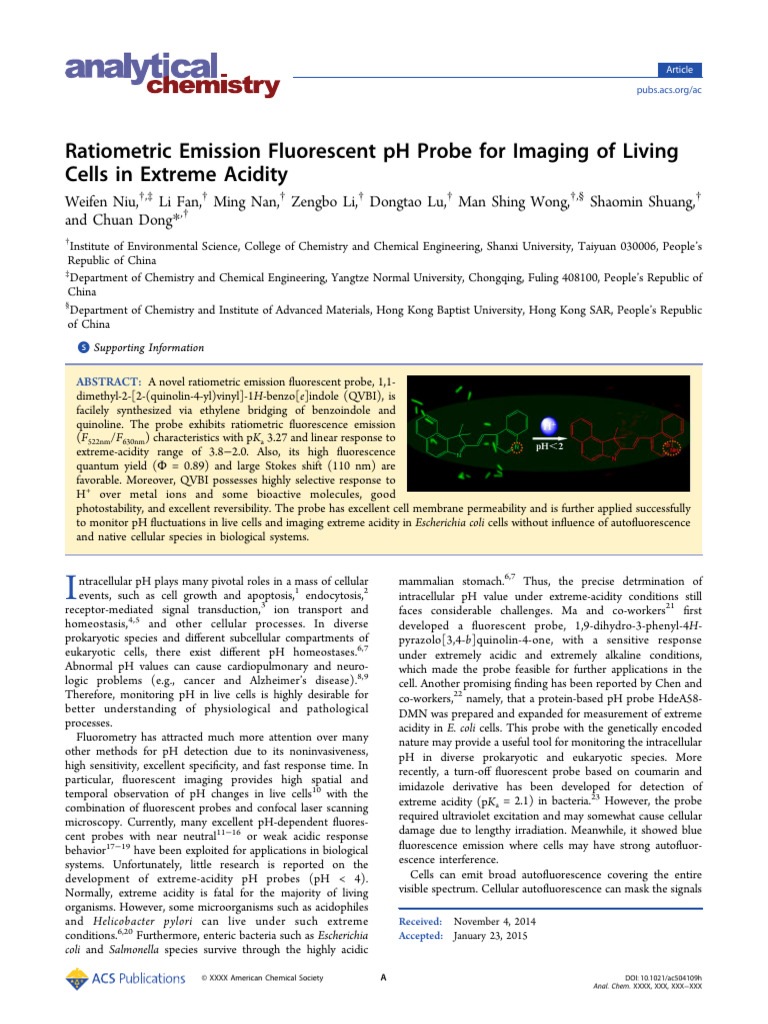 Ratiometric Emission Fluorescent PH Probe For Imaging of Living Cells ...