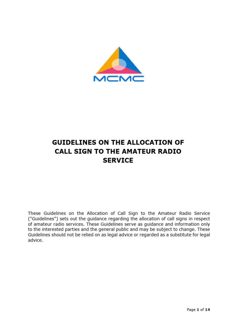 Guideline On The Allocation of Call Sign To The Amateur Radio Service ...