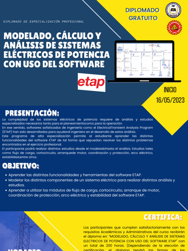 Brochure Modelado, Cálculo y Análisis de Sistemas Eléctricos de Potencia Con Uso Del Software ...