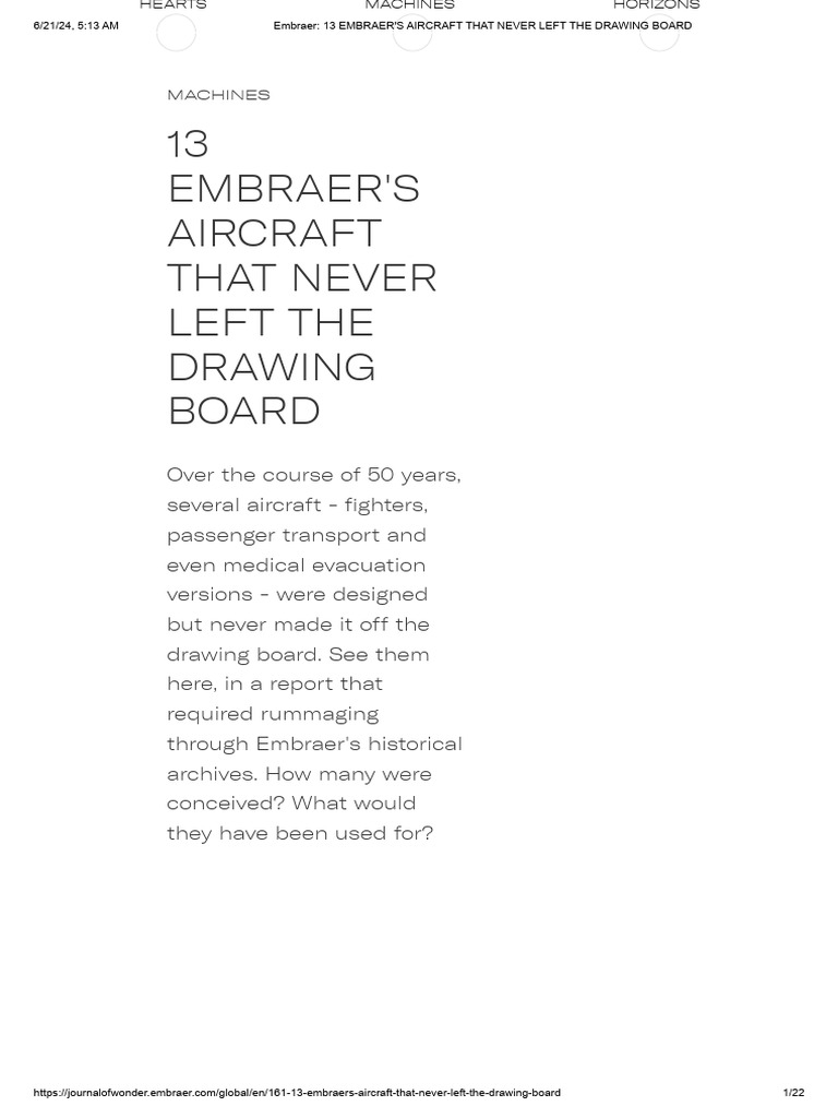 Embraer - 13 Embraer's Aircraft That Never Left The Drawing Board | PDF ...
