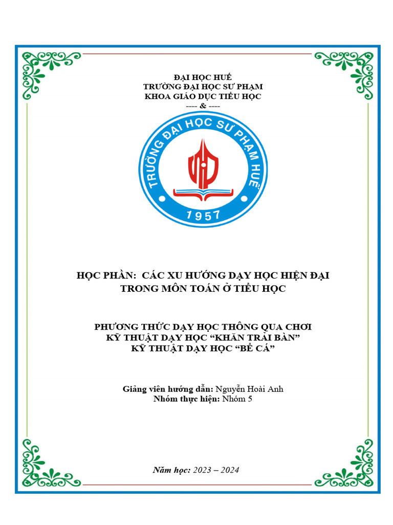 NHÓM 5 - DẠY HỌC THÔNG QUA CHƠI VÀ 2 KTDH (1) | PDF