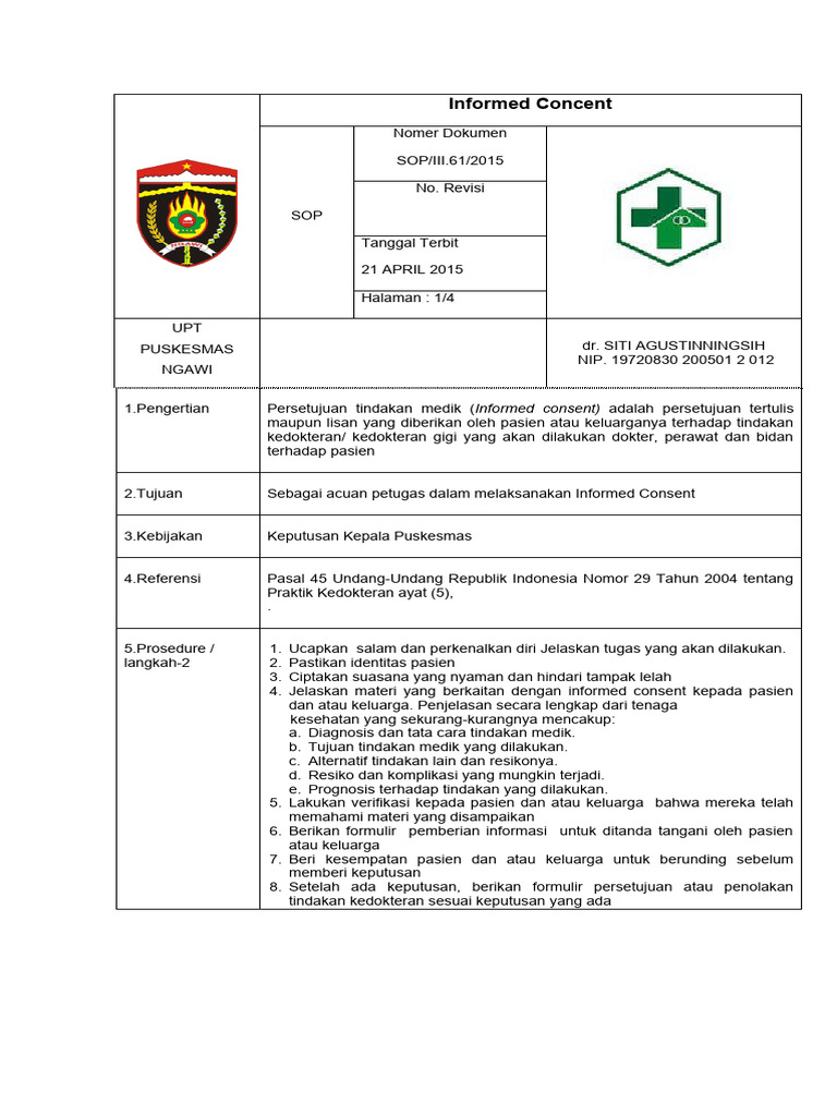 Prosedur Informed Consent Puskesmas Ngawi | PDF