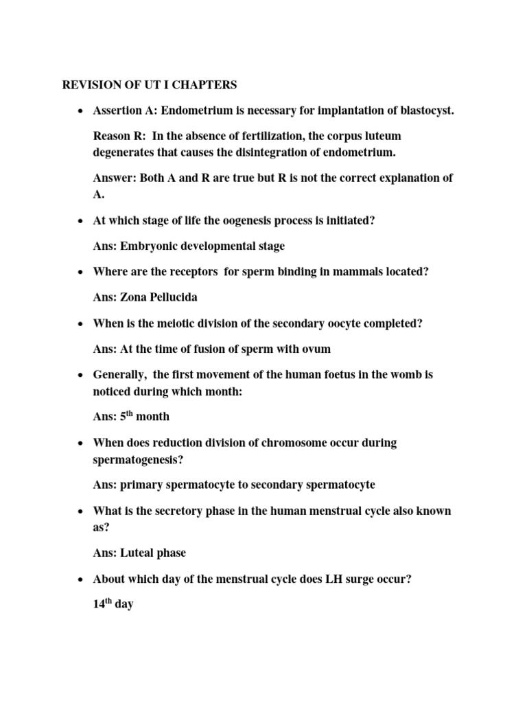 Ut I Revision | PDF | Menstrual Cycle | Reproduction