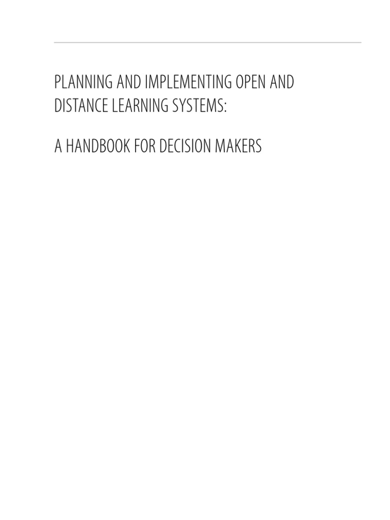 Open and Distance Learning Handbook | PDF | Teachers | Distance Education