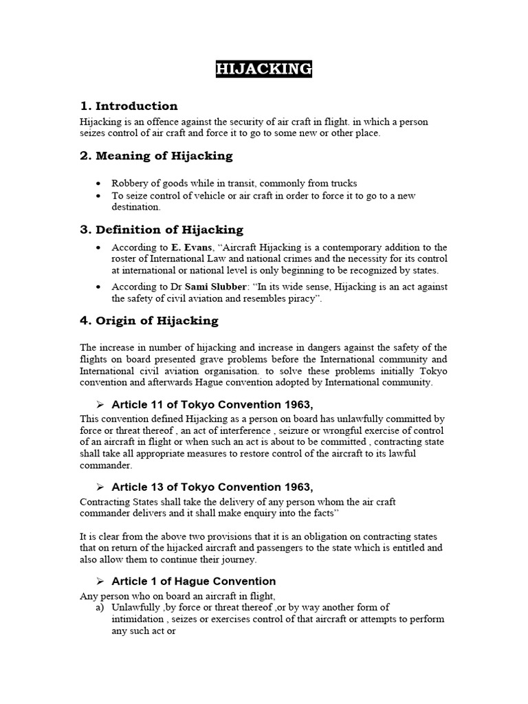 Hijaking . | PDF | Aircraft Hijackings | Crime & Violence