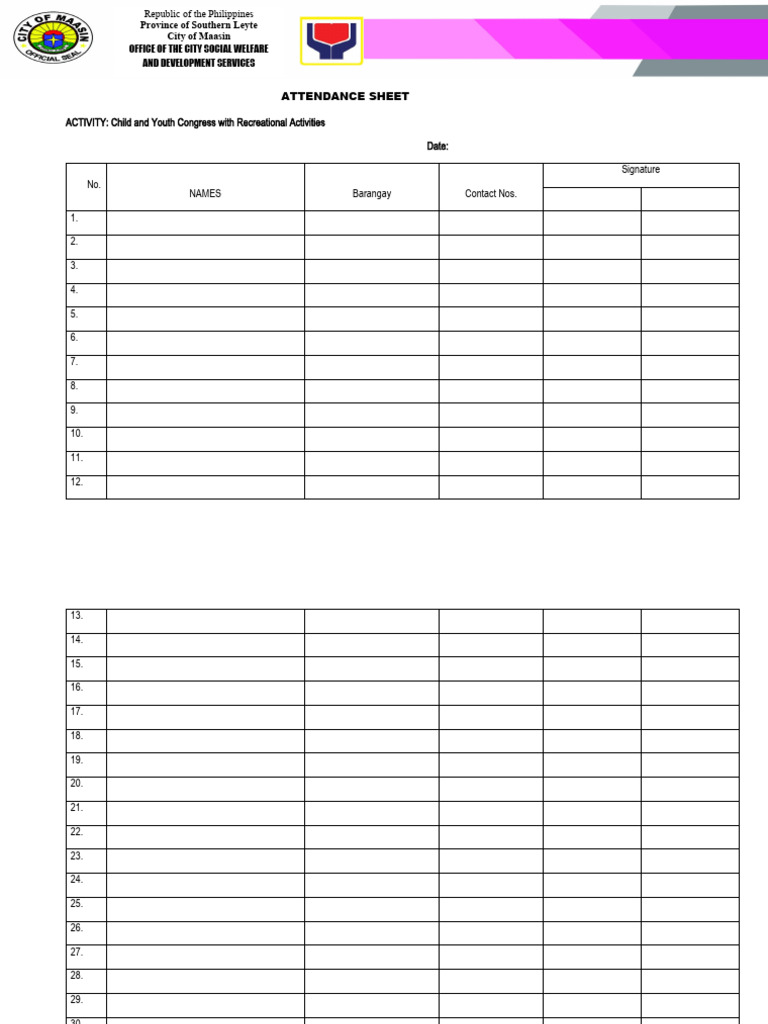 Attendance Sheet 2 Days | PDF | Social Science