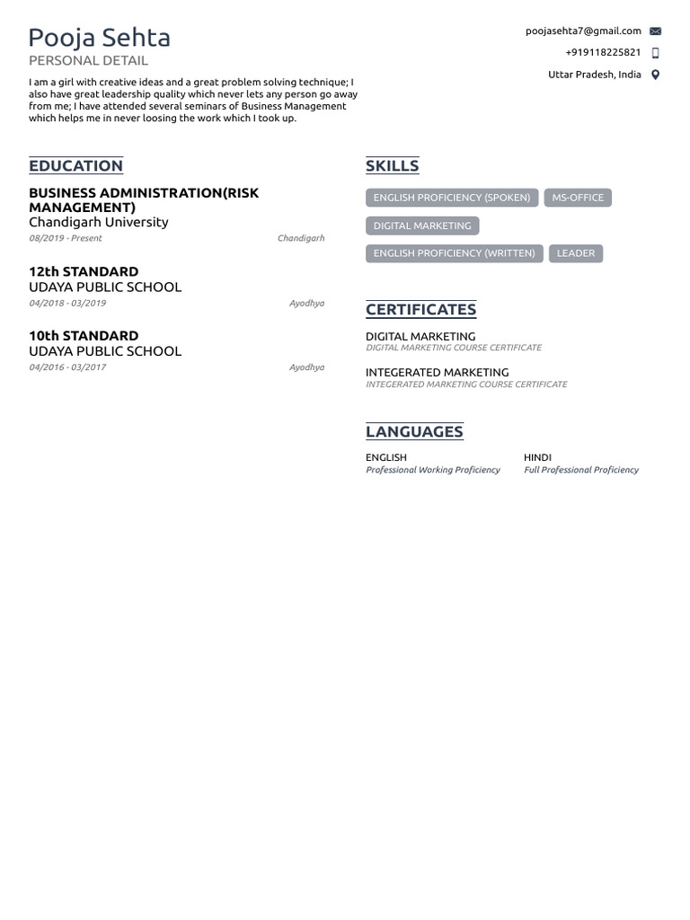 Pooja - S Resume | PDF