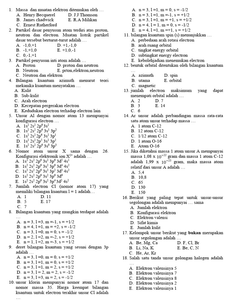 Asat Kimia Kelas 10 As Shof | PDF