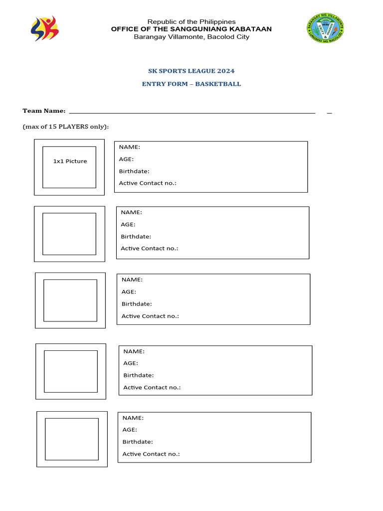 sk players form | PDF | Youth Organizations