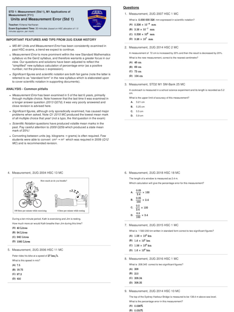 Units and Measurement Error | PDF | Measurement | Significant Figures