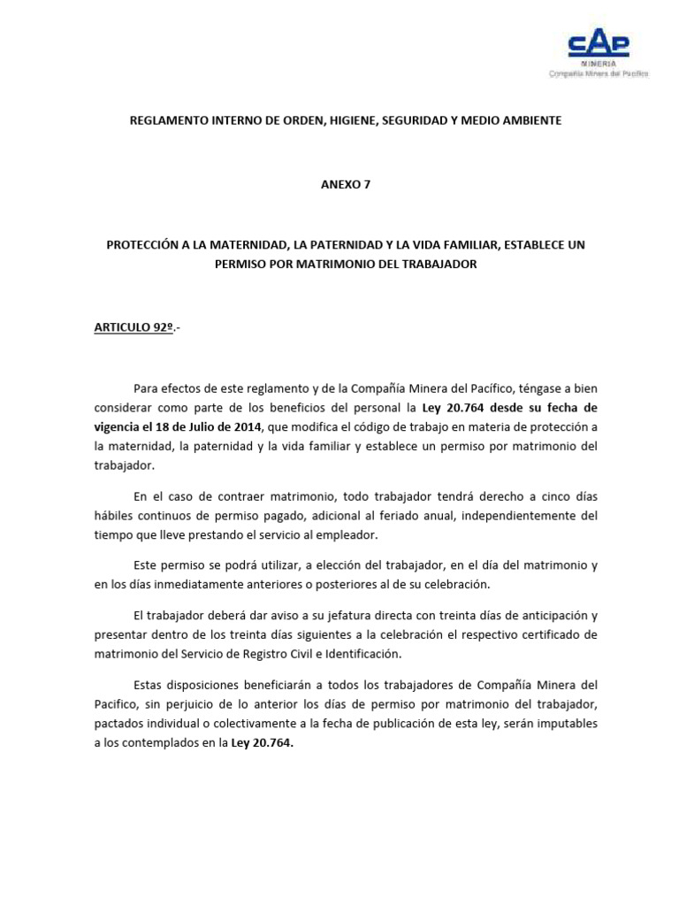 Reglamento Interno Anexo 7 | PDF