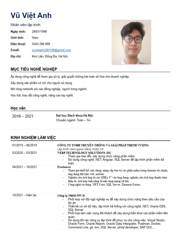 Vu Viet Anh CV | PDF