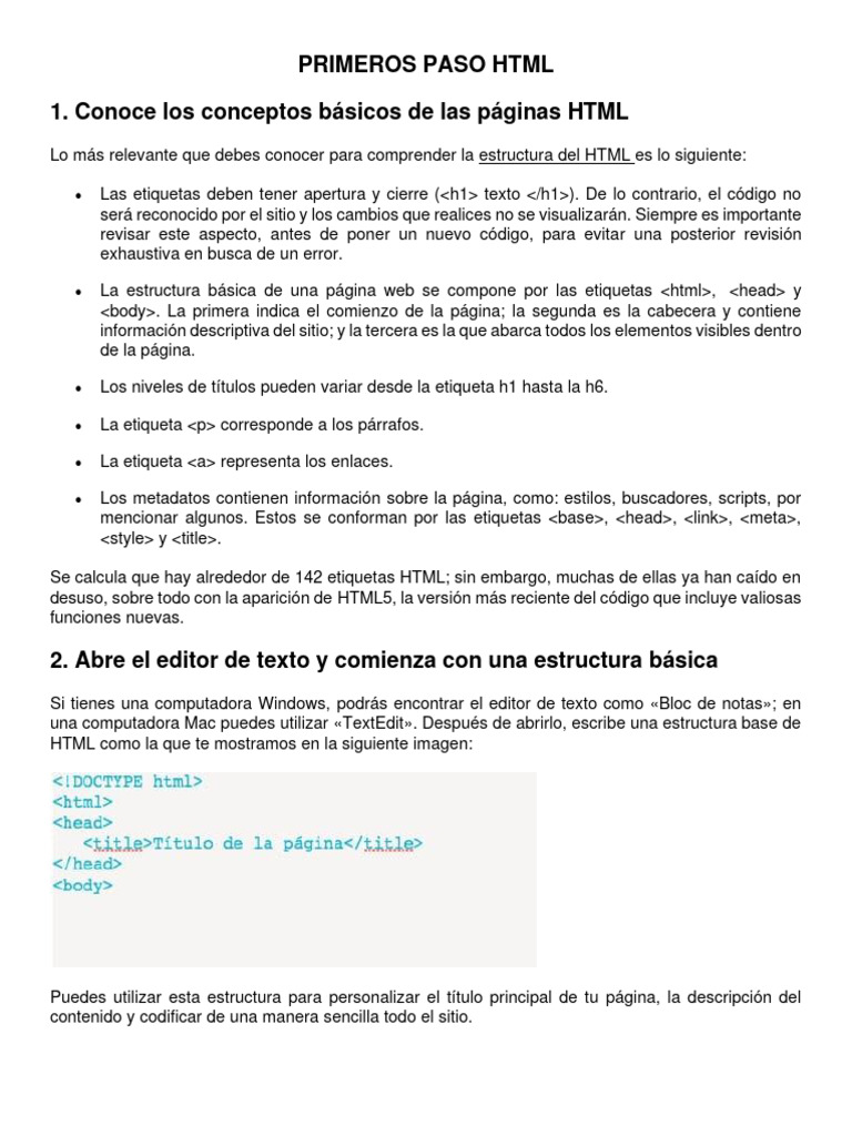 Primeros Paso HTML | PDF | HTML | Red mundial