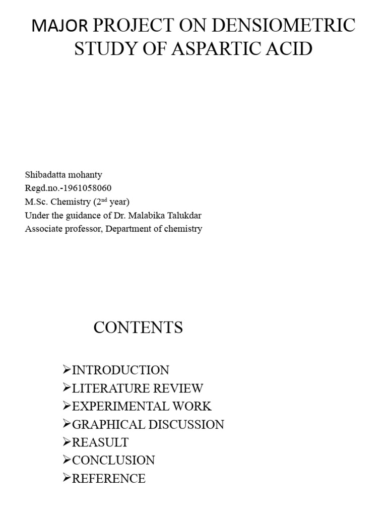 Project On Densiometric Study of Aspartic Acid | PDF | Amino Acid ...
