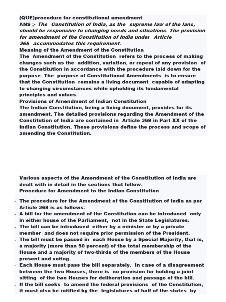 QUE | PDF | Constitutional Amendment | Supermajority