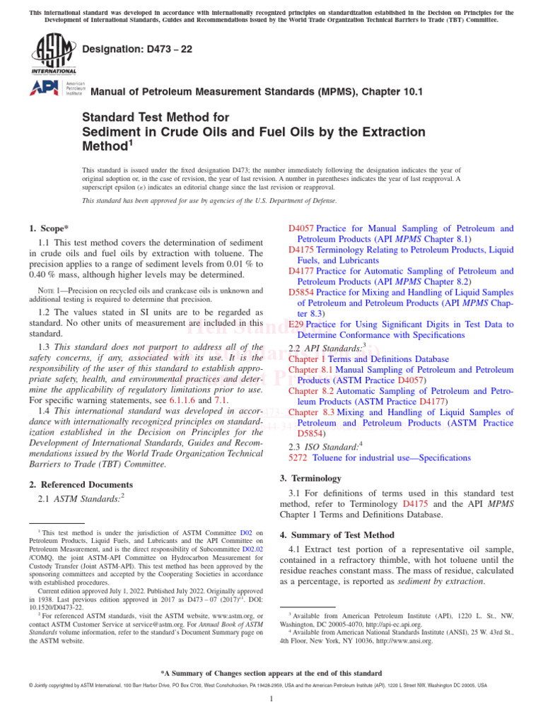 ASTM-D473-22 | PDF | Petroleum | Water