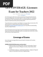 EXAM COVERAGE: Licensure Exam For Teachers (LET) : GENERAL EDUCATION ...
