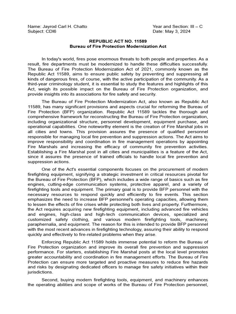 JAYROD BFP Modernization Act of 2021 | PDF | Firefighting | Fire Safety