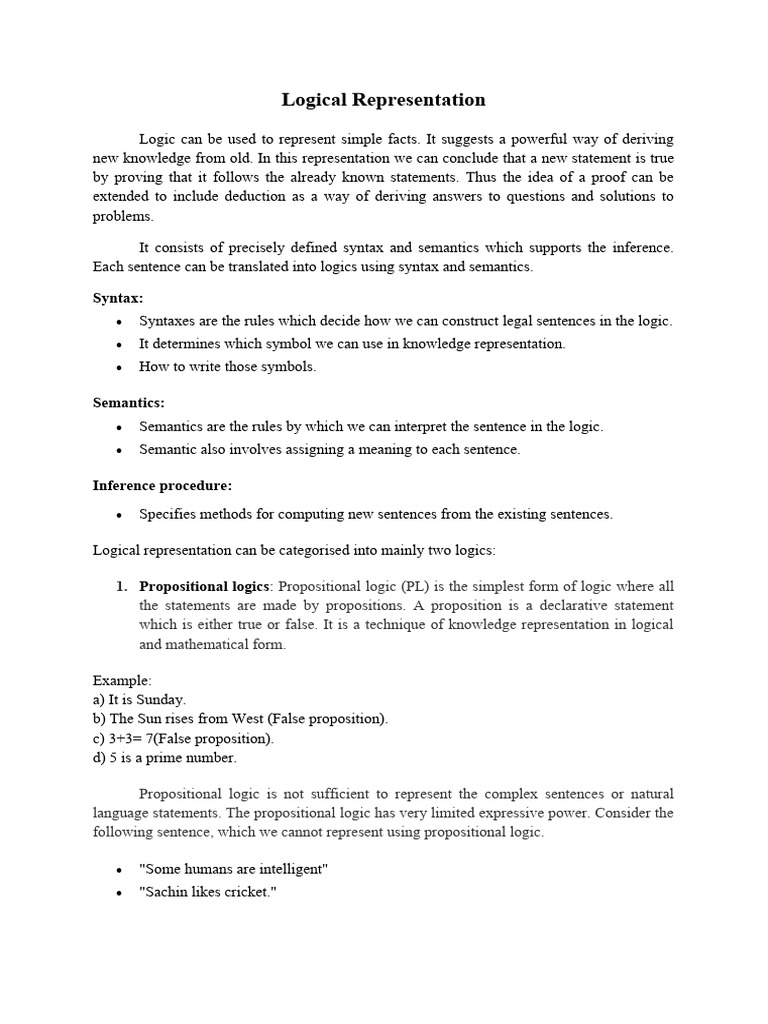 Logical Representation | PDF | First Order Logic | Logic