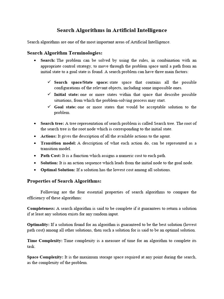 Search Algorithms in Artificial Intelligence | PDF | Algorithms ...