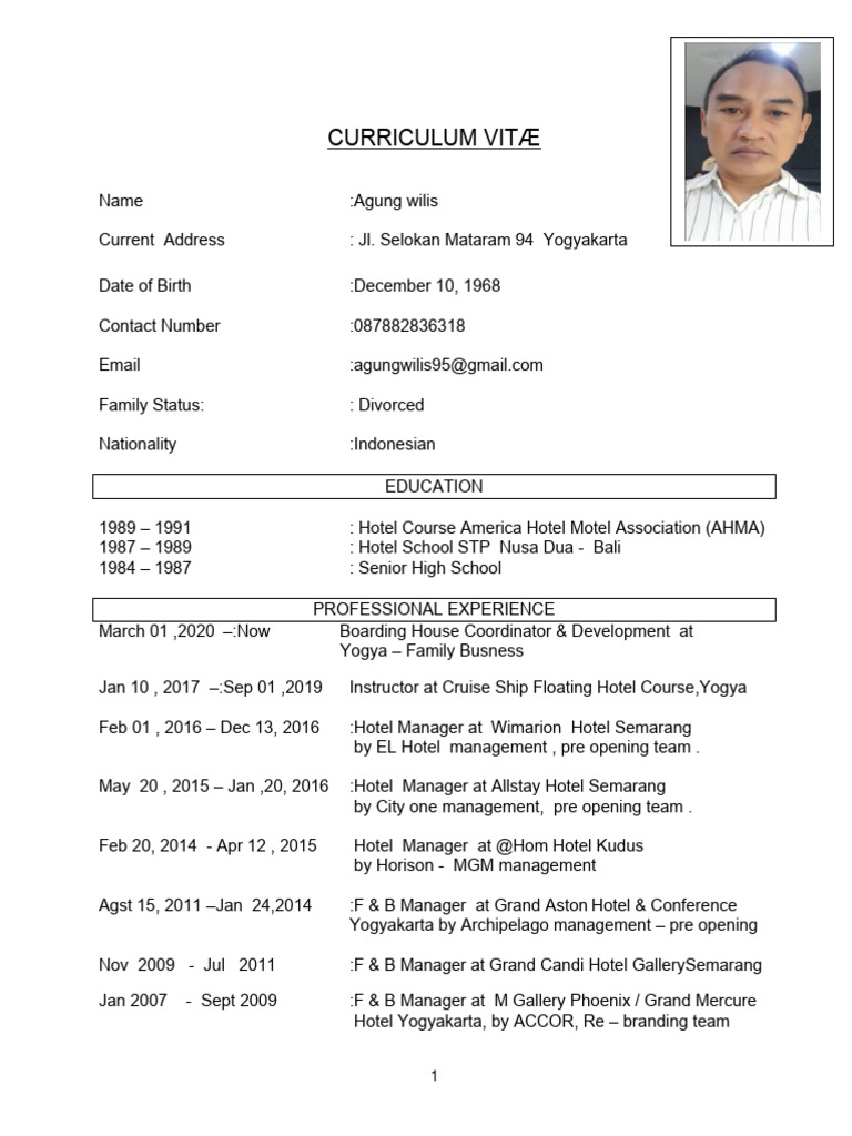 CV BTK | PDF | Hotel | Tourist Accommodations