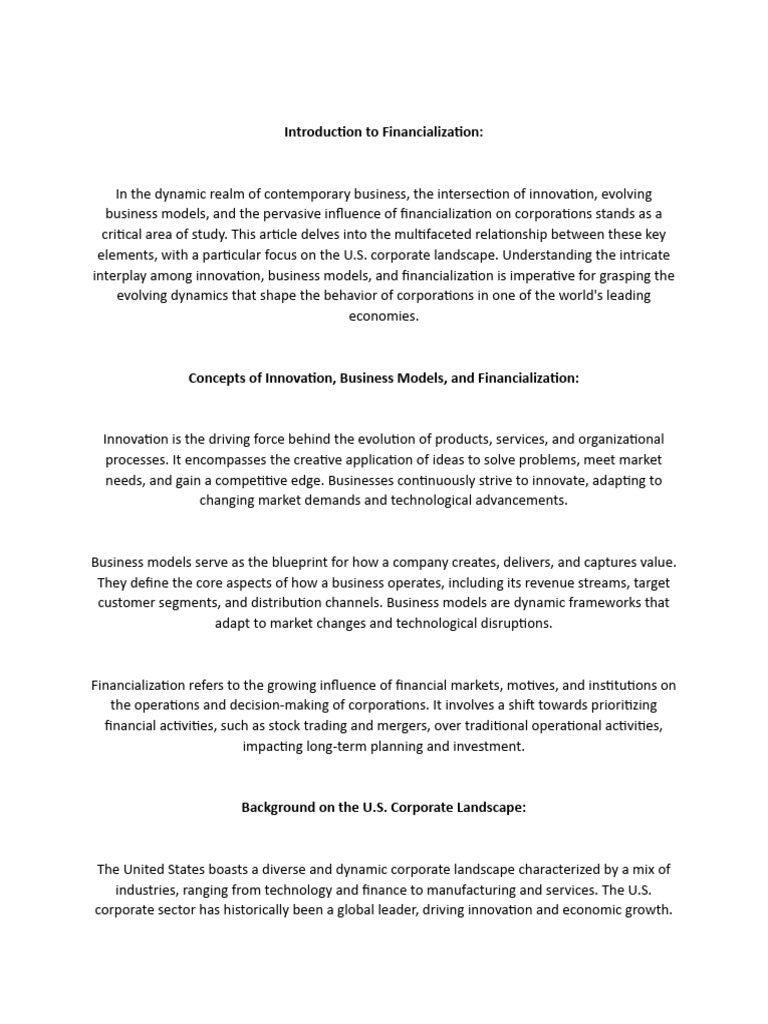 Financialization's Impact on U.S. Corporations | PDF | Share Repurchase ...