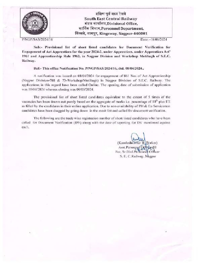 Act Appt 2024 - 25 Final Correction List For DV | PDF