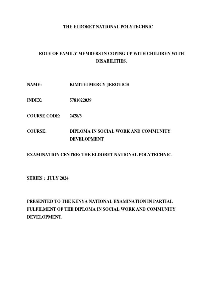 PDF Role of Family in Coping With Disabled Children2 | PDF | Disability ...