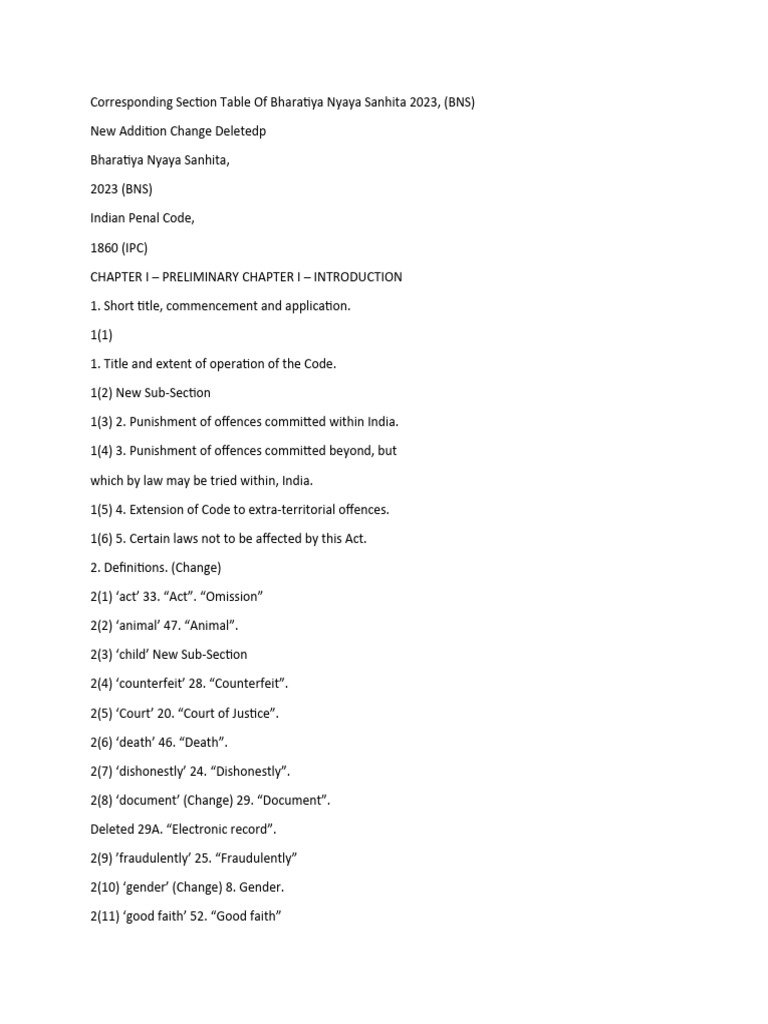 comparison chart CRPC to BNS | PDF