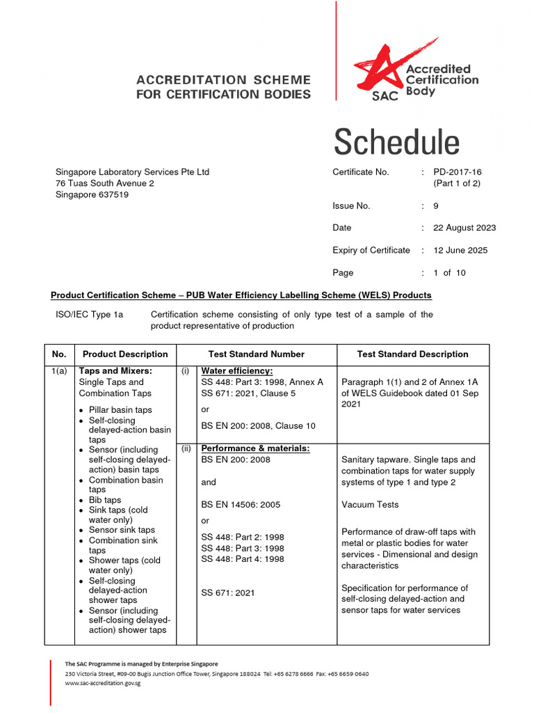 Singapore Laboratory Services PD-2017-16 (Part 1 of 2) | PDF | Brass | Pipe (Fluid Conveyance)