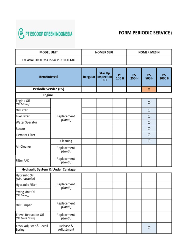 Form Periodic Service MASTER | PDF | Vehicles | Manufactured Goods